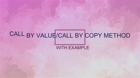 1 Call By Value Or Call By Copy Parameter Passing Method With