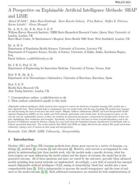 A Perspective On Explainable Artificial Intelligence Methods Shap And Lime Pdf Statistical