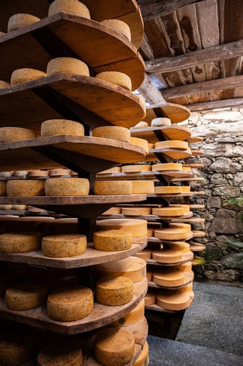 Aosta Valley Fontina And Toma Italian Cheese Traditional Alpine Cave