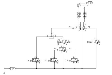 Gambar Rangkaian Pyur Pneumatik Dengan Menggunakan 3 Tombol Pneumatic