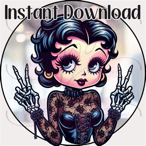 Gothic Betty Boop Skeleton Hands Png Lace Corset Clipart Digital