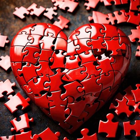 Broken Missing Pieces Of Love Romance Puzzle Shown With Jigsaw Stock