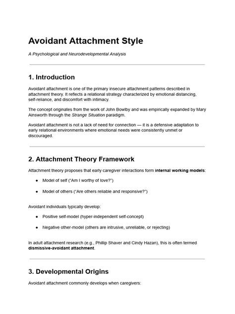 Avoidant Attachment Style Pdf Attachment Theory Anxiety