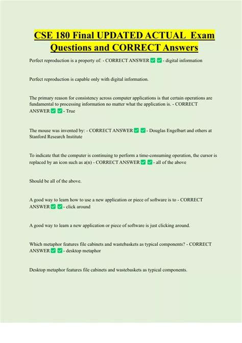 Cse 180 Final Updated Actual Exam Questions And Correct Answers Cse