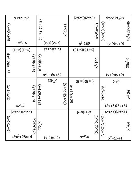 Factoring Polynomial By Formula Plzzle
