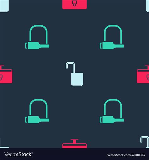 Set Lock On Computer Monitor Open Padlock Vector Image