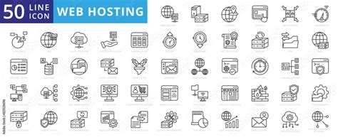 Web Hosting Icon Set With Server Domain Website Data Center