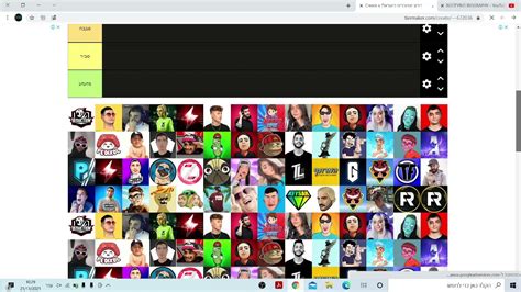 דירוג יוטיוברים Tier List Maker Youtube
