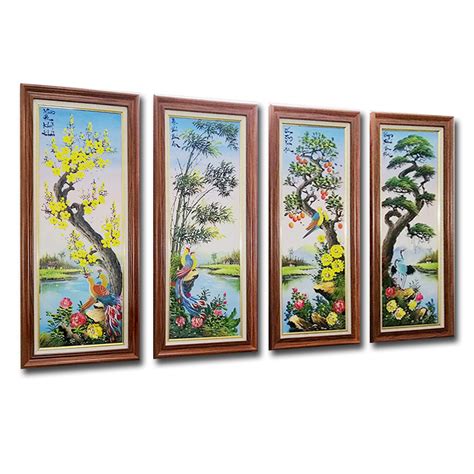 Tranh Tứ Quý Tùng Cúc Trúc Mai đẹp Tsd387