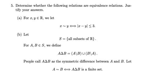 Solved 5 Determine Whether The Following Relations Are