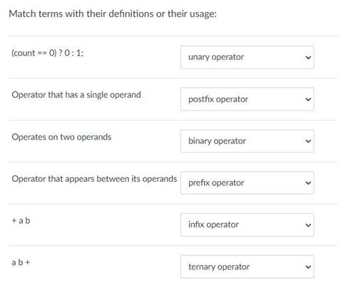 Solved Match terms with their definitions or their usage: | Chegg.com