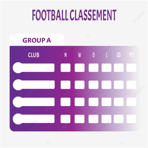 Template Of Football Classification Score Match Schedule Chart Purple