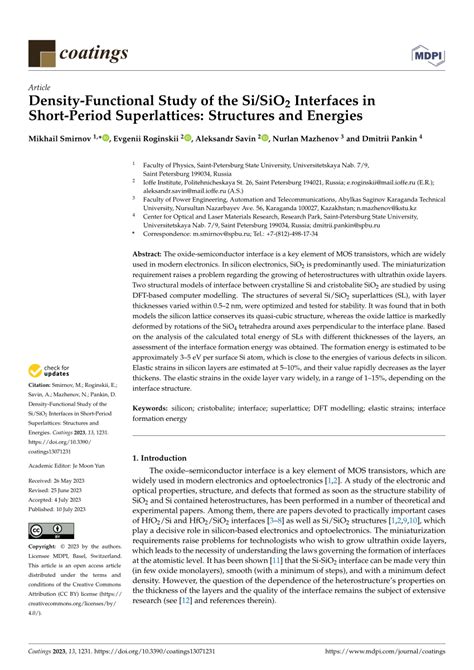 Pdf Density Functional Study Of The Sisio2 Interfaces In Short