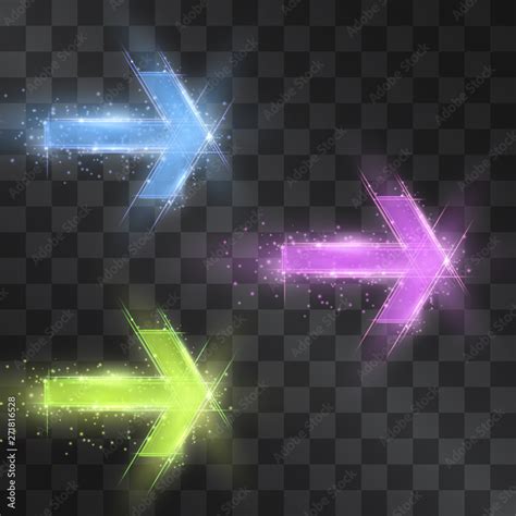 Arrow Laser Glow Vector Illumination Set Motion Effect Light Flares On