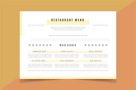 Free Vector Minimalist Restaurant Menu Template