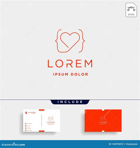 Love Coding Logo Design Line Vector Symbol Icon Stock Vector