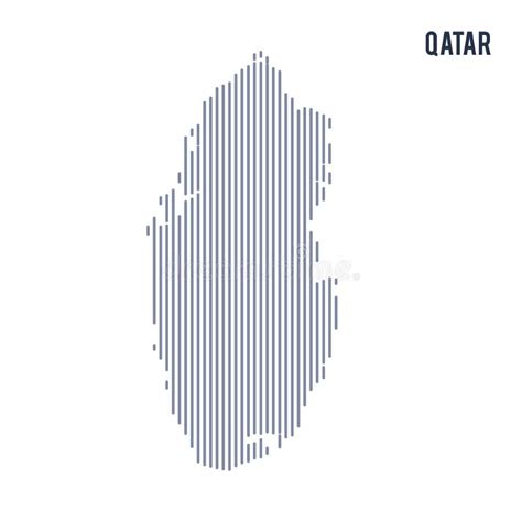 Vector Abstract Hatched Map Of Qatar With Vertical Lines Isolated On A White Background Stock