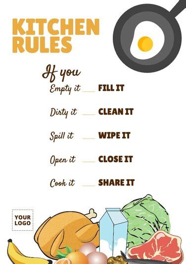Kitchen Rules Sign Templates To Customize