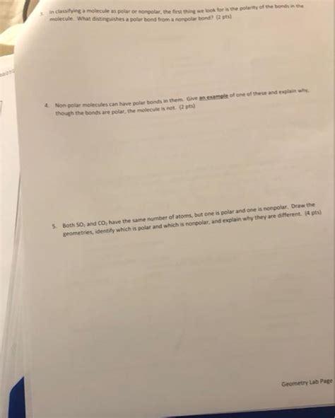 Solved In Classifying A Molecule As Polar Or Nonpolar The