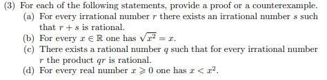 Solved For Each Of The Following Statements Provide A Chegg