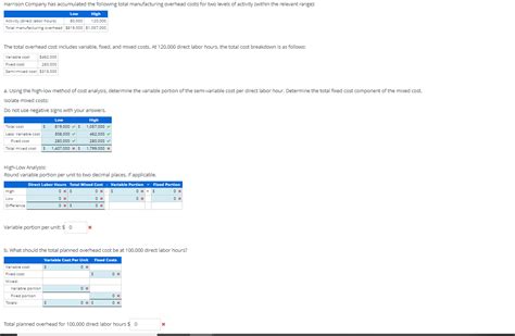 Solved A Using The High Low Method Of Cost Analysis Chegg