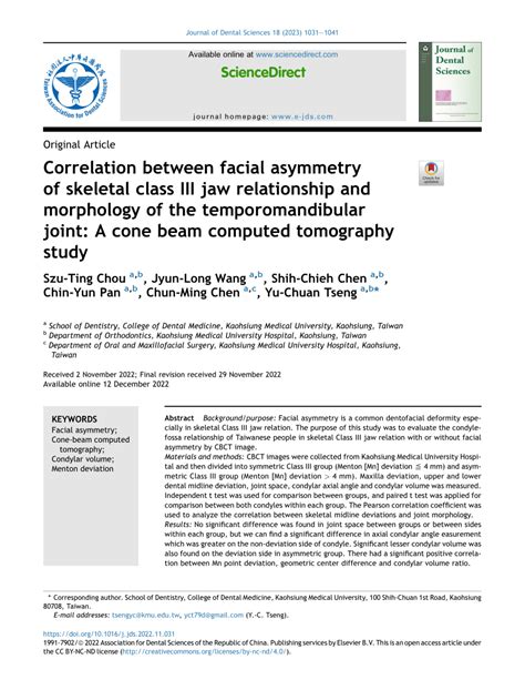 Pdf Correlation Between Facial Asymmetry Of Skeletal Class Iii Jaw