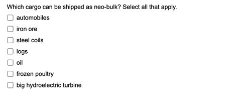 Solved Match Types Of Cargo To Their Descriptions