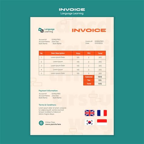 평면 디자인 언어 학습 템플릿 무료 Psd 파일