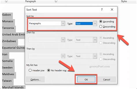 To Arrange Alphabetically In Word
