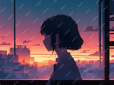 Premium Ai Image Lonely Anime Girl