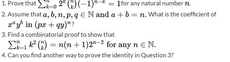 solved 1 prove that k o 2 1 n k 1for any natural