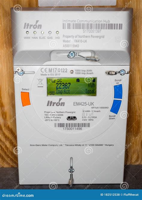 A Close Up Of A Smart Meter LCD Display Measuring Electricity Consumption Editorial Stock