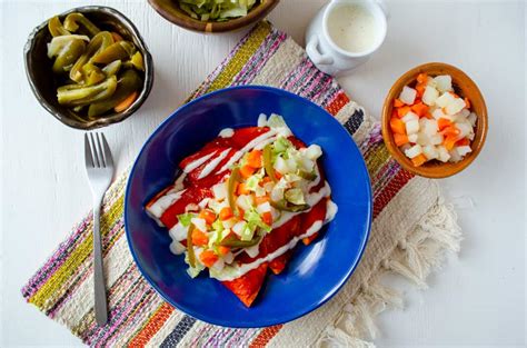 Guanajuatos Vegan Potato Enchiladas Enchiladas Mineras Doras Table