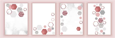 대리석 장미 브로셔 레이아웃 기업 정체성 세트 트렌디 한 최소한의 기하학적 스타일 돌 화강암 금 질감 육각형 벡터 패션 벽지 포스터 커버의 템플릿 또는 배경 분홍에 대한