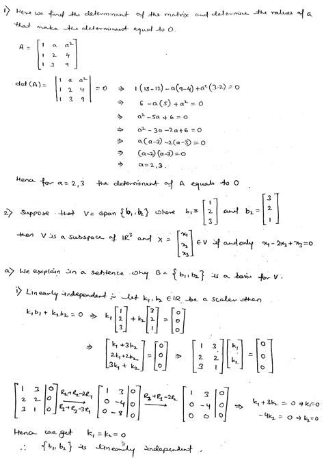 Solved 1 Find The Determinant Of The Matrix And Determine The