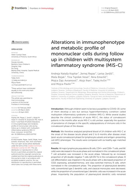 Pdf Alterations In Immunophenotype And Metabolic Profile Of