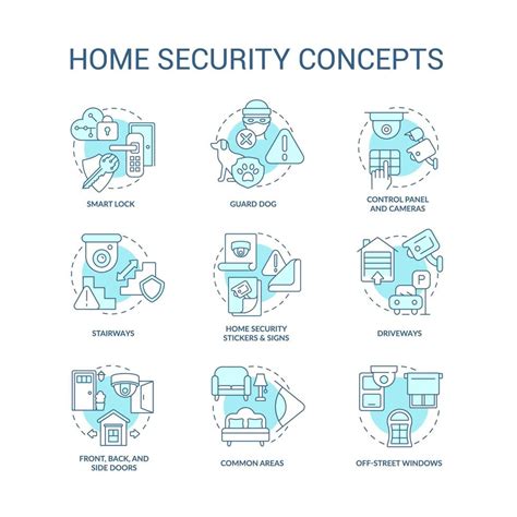 Home Security Blue Concept Icons Set 3737450 Vector Art At Vecteezy