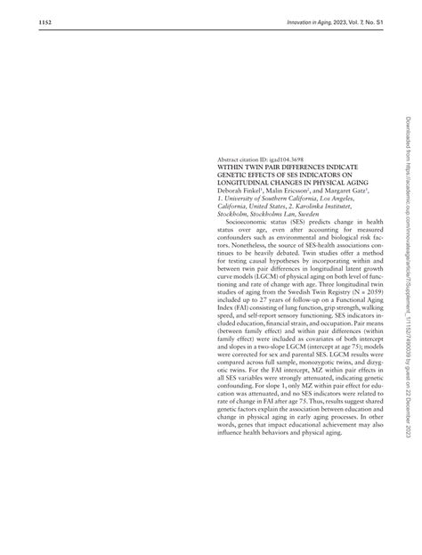 Pdf Within Twin Pair Differences Indicate Genetic Effects Of Ses