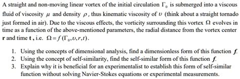 Solved A Straight And Non Moving Linear Vortex Of The Initial