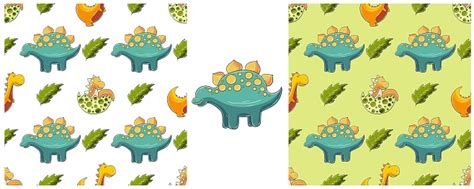 Dinosaurus Dari Periode Jurassic Tangan Digambar Set Dinosaurus Pola