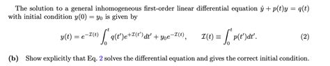Solved The Solution To A General Inhomogeneous First Order