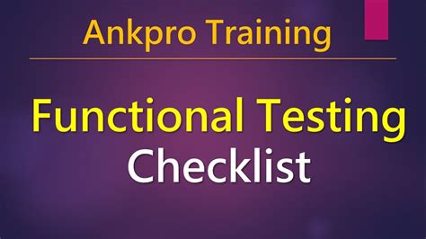 Manual Testing 42 Functional Testing Checklist Functional Testing