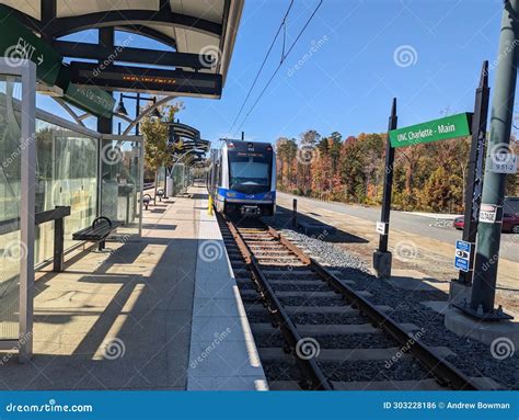 A Charlotte Cats Lynx Blue Line Light Rail Train At Unc Charlotte Main