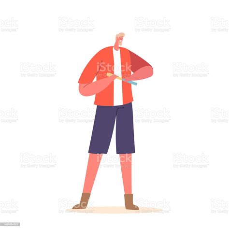 흰 배경에 고립된 손에 끌을 든 남성 캐릭터 디자인을 만들기 위한 조각 도구를 가진 숙련된 장인 건설 산업에 대한 스톡 벡터