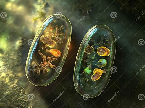 Microscopic View Comparison Of Two Diatom Cell Structures Stock