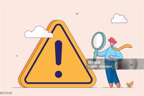 심각한 오류 개념입니다 인시던트 관리 근본 원인 분석 또는 문제 해결 위험 식별 돋보기로 사업가가 감탄사 주의 표시로 인시던트를 모니터링하고 조사합니다 건강관리와 의술에