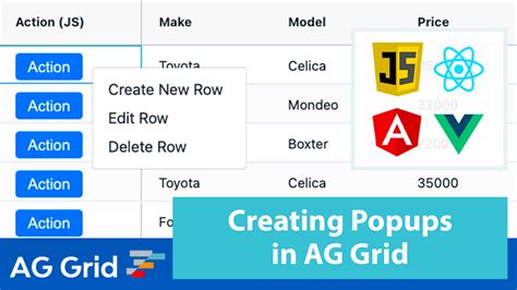 Creating Popups In AG Grid