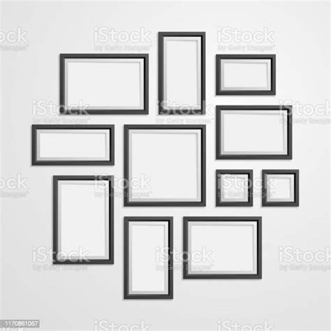 현실적인 상세한 3d 블랙 빈 사진 프레임 템플릿 모형 세트 벡터 다양에 대한 스톡 벡터 아트 및 기타 이미지 다양 액자 벽 Istock