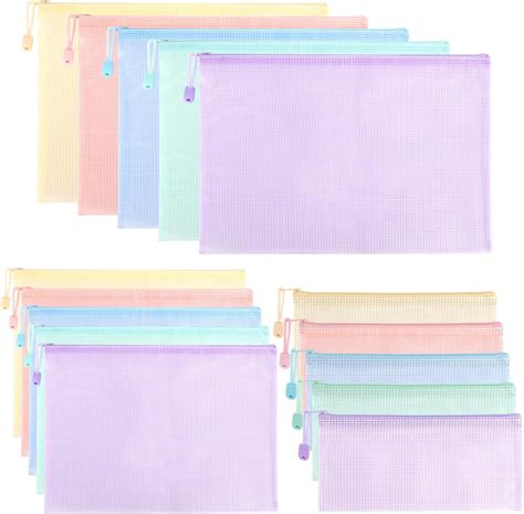 Mutsitaz 15 Pack Plastic Wallets File Bags A4a5a6 Size Document