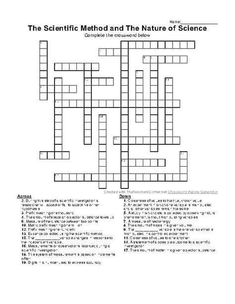 Scientific Method Crossword Puzzle By Soltiss Science Shop Tpt